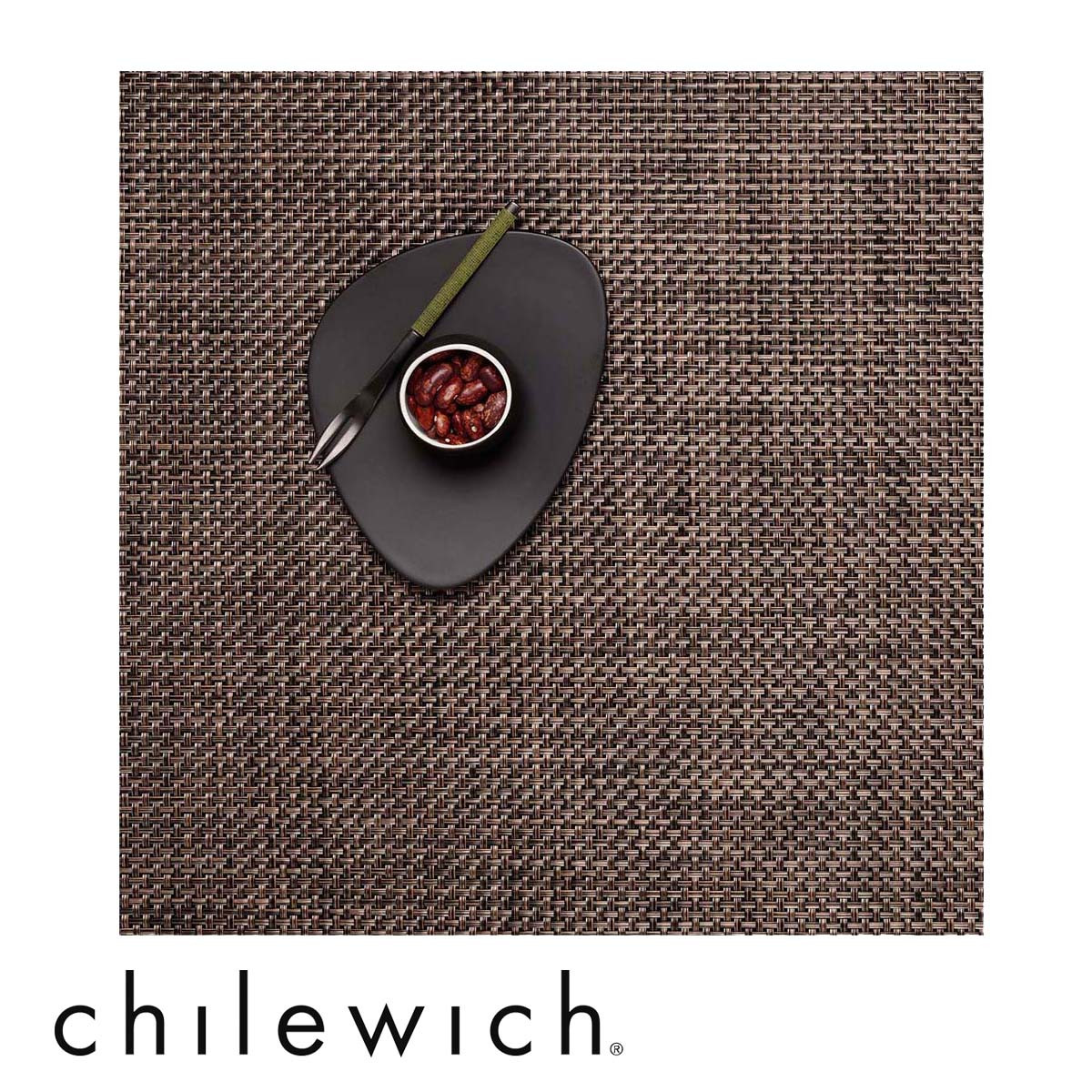 Chilewich Set Quadratisch Basketweave earth